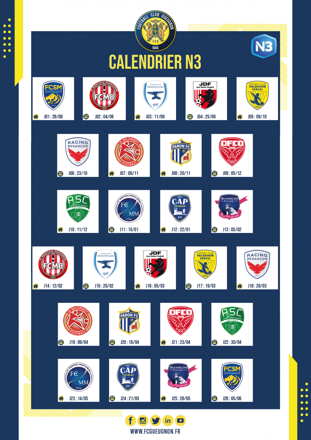 [N3] Calendrier de la saison 2021-2022 ! • FOOTBALL CLUB GUEUGNON
